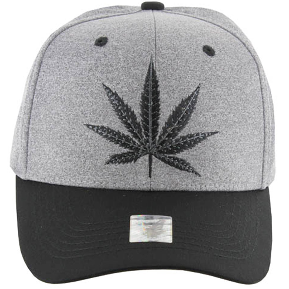 MARIJUANA EMBROIDERY CURVED SNAPBACK BALL CAP